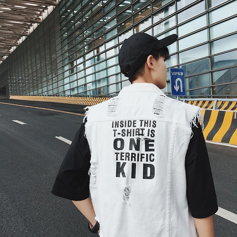 Korean Version Loose Trendy Student Denim Vest Men Hong Kong Style ...