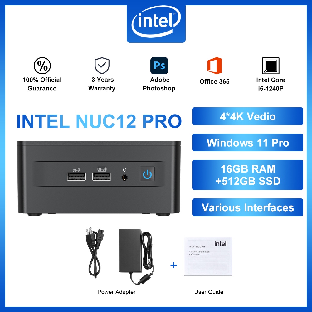 Intel NUC 12 Mini PC Kit NUC12WSHi5 (12-Core i5-1240P 16GB RAM 512GB SSD Iris XE Graphics ...