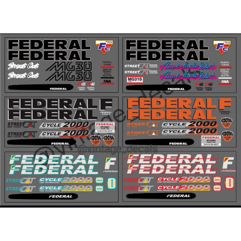 Decals replacement federal STREET CAT streetcat ALL VARIAN MG30 MG31S ...