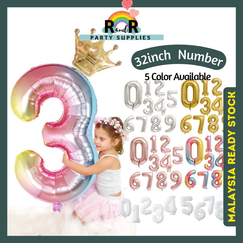 32inch 81cm LARGE 0 to 9 NUMBER Numbering Balloon Foil Helium Inflated ...