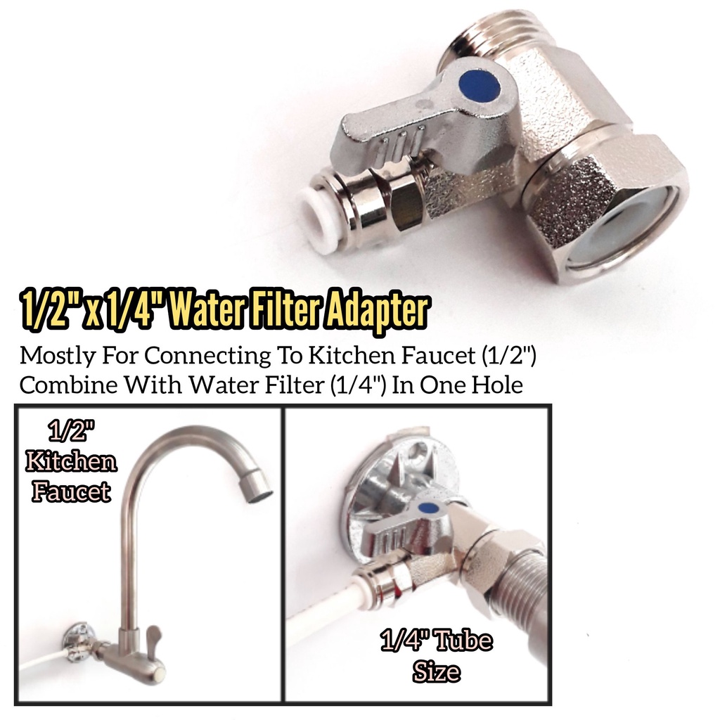 FULL STAINLESS STEEL SS304 WATER FILTER ADAPTER WITH WATER FILTER 1/4 ...