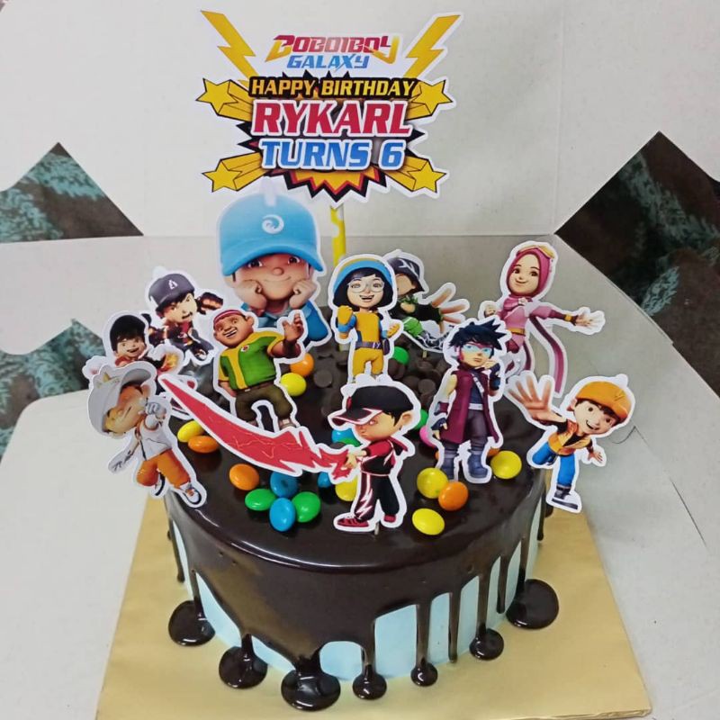 [CUSTOM NAME] Happy Birthday Cake Topper Boboiboy Decoration Set Party ...