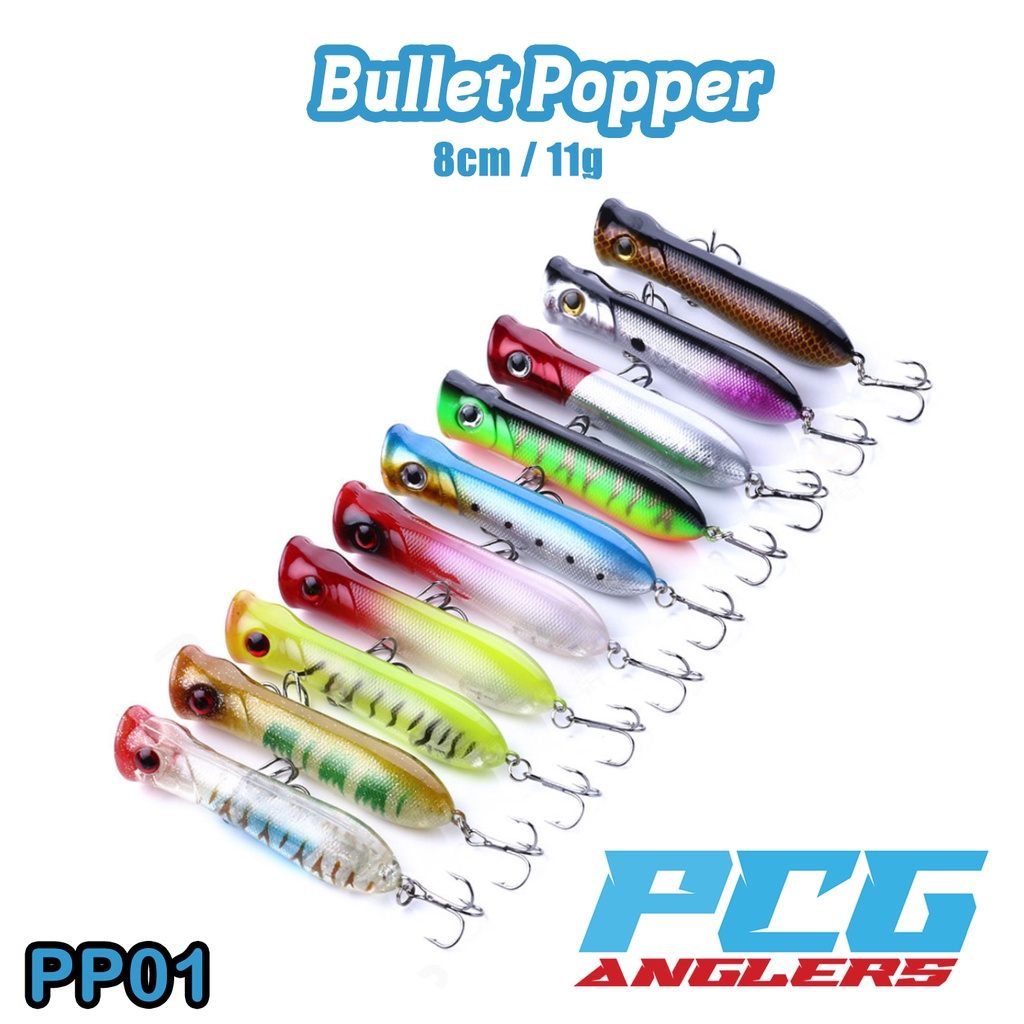 Bullet Popper Top Water 11g/8cm Floating Fishing Bait Gewang Killer ...