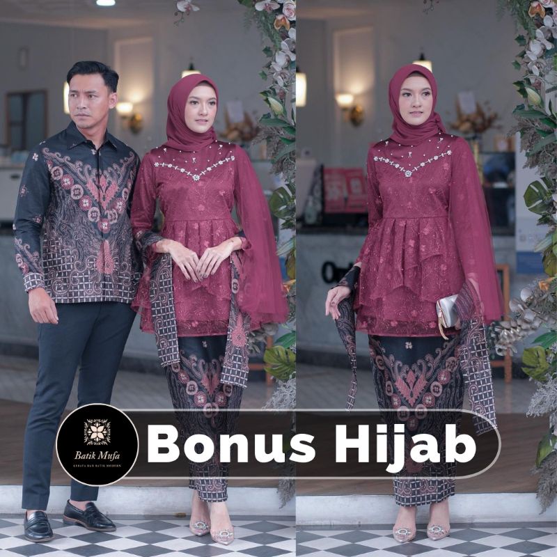 Kebaya Couple MEYCA Maroon kebaya modern kebaya Fiance kebaya ...