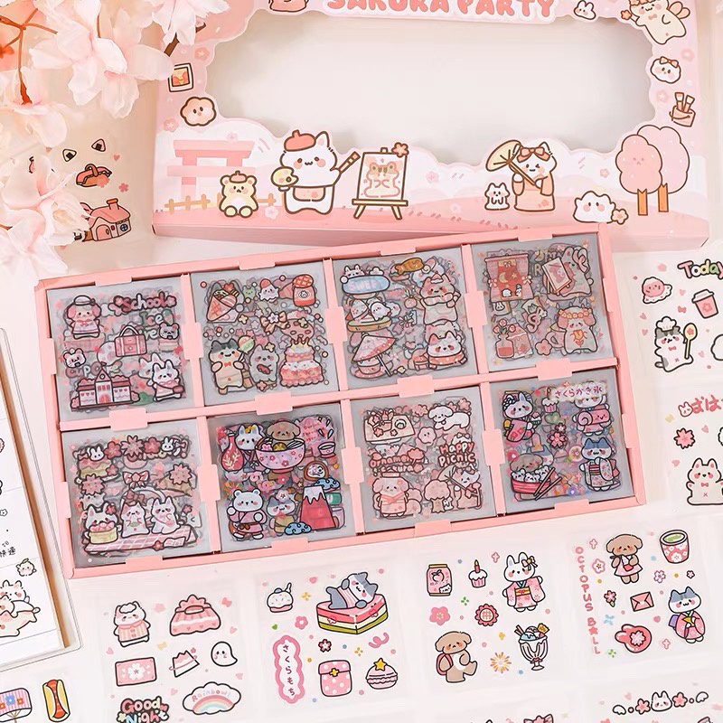 200PCS Waterproof DIY Cute Sticker Cartoon Journal Stickers PET ...