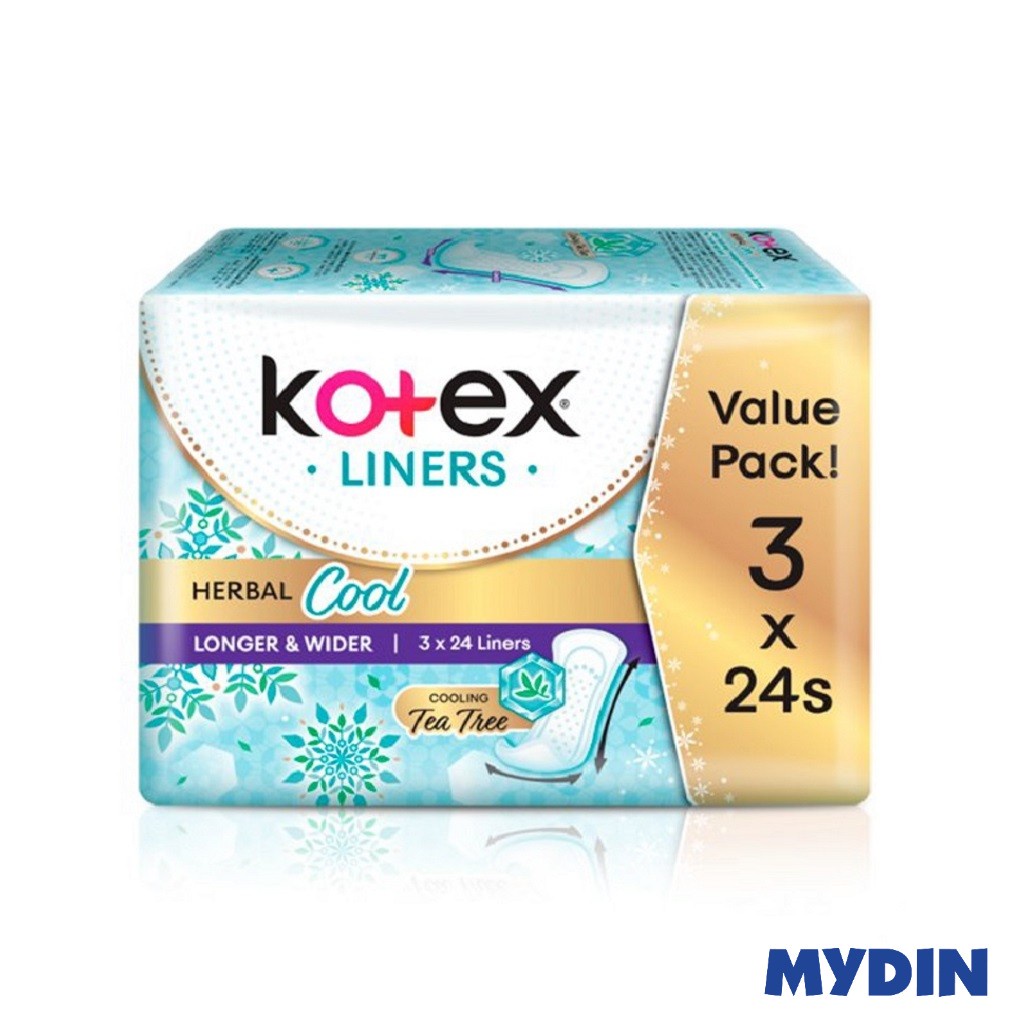 Kotex Herbal Cool Liners Long & Wider (24s x 3) | Shopee Malaysia