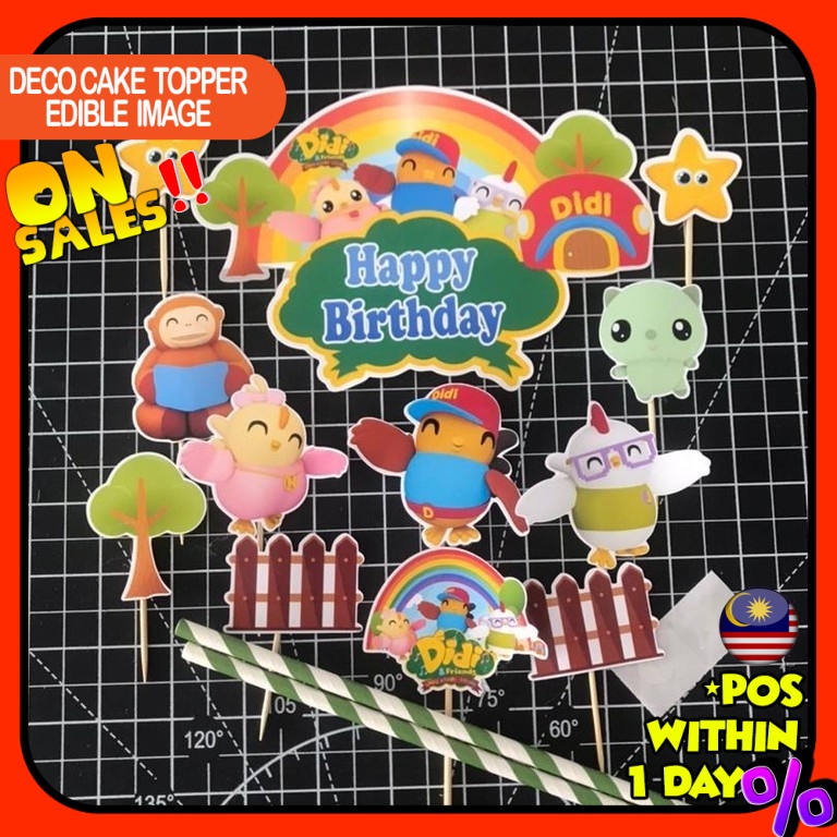 READY STOCK Happy Birthday Cake Topper Didi & Friends Decoration Set ...