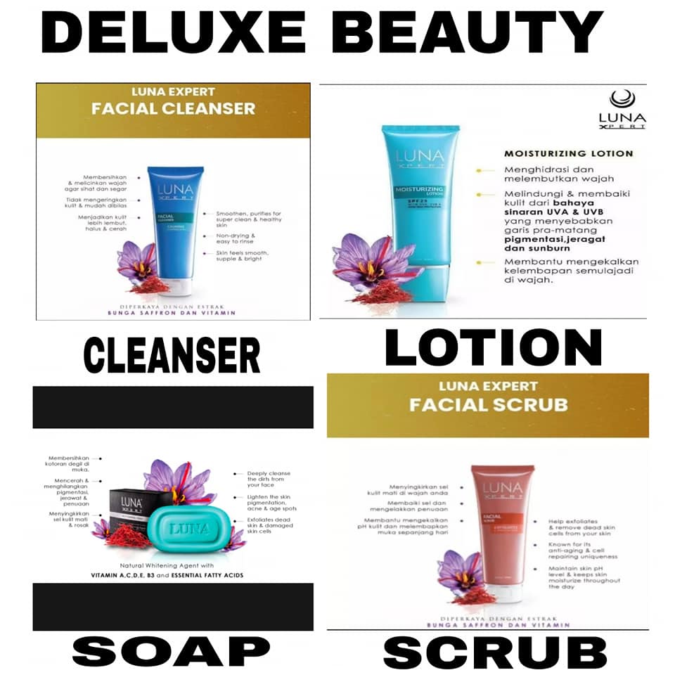 LUNA XPERT WHITENING SOAP 100g + LUNA CLEANSER + LOTION + SCRUB ( VOL ...