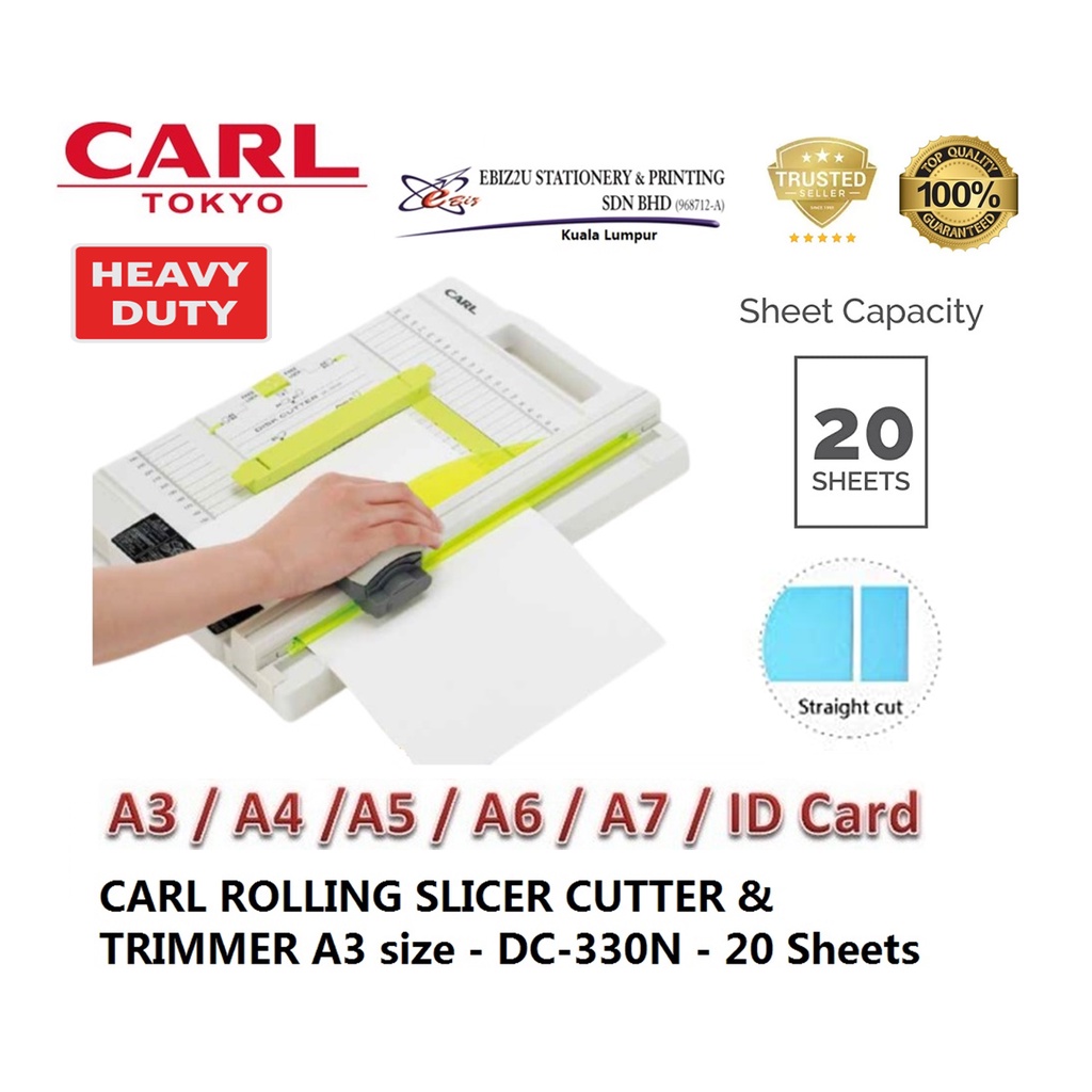 CARL DC-330N A3 ROLLING SLICER CUTTER & TRIMMER 20 Sheets - Paper ...