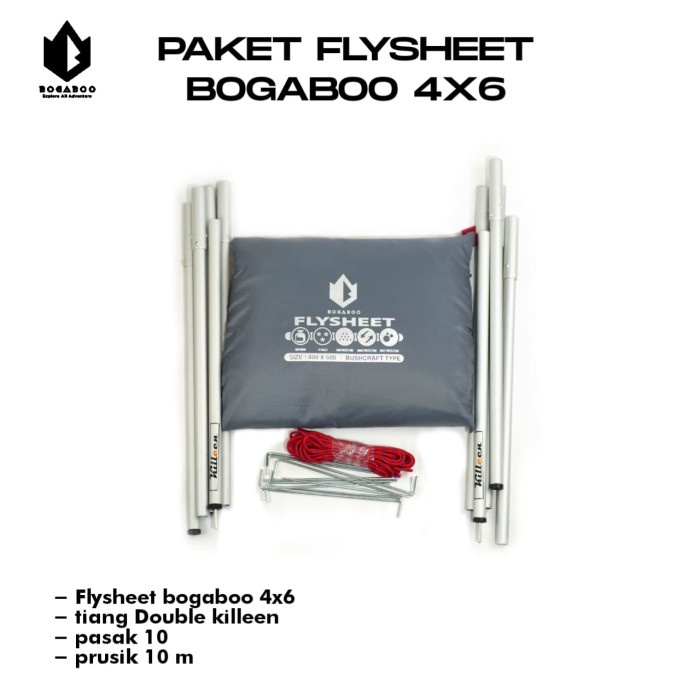 Survival Kit Bivouac Package Double Killeen Pole Set+Flysheet 4X6 ...
