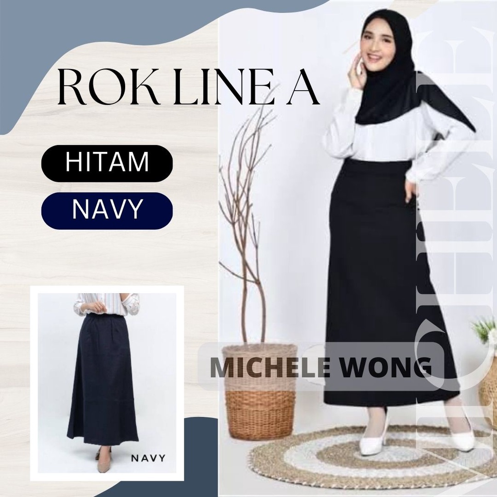 HITAM Women's Long A LINE Premium Work Skirt Black Navy Blue Maxi Plain ...