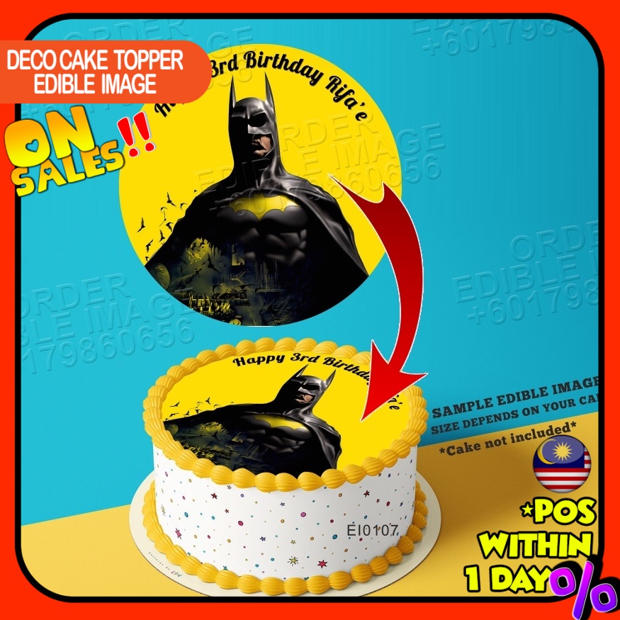 Printing EI Batman 2 Edible Image Print Cake Photo Icing Paper Birthday ...