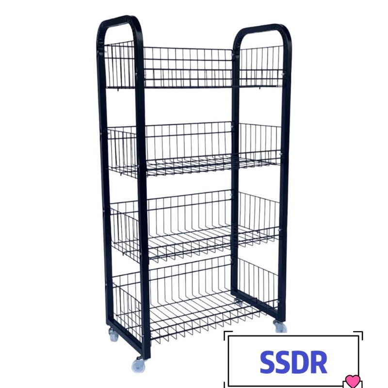 Display Stand 4Tier Black/ Rack Bakul Hitam 4 Tingkat | Shopee Malaysia