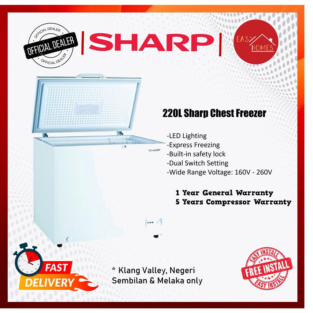 Sharp Express Freezing Chest Freezer (220 L) SJ-C218 | Shopee Malaysia