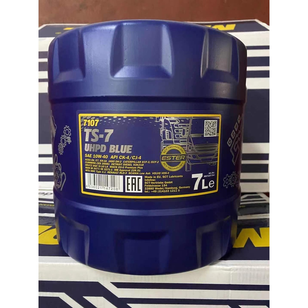 MINYAK HITAM 100% GENUINE!!! MANNOL TS-7 UHPD Blue SAE 10w40 API CK-4 Diesel Engine Oil 7 Litres ...