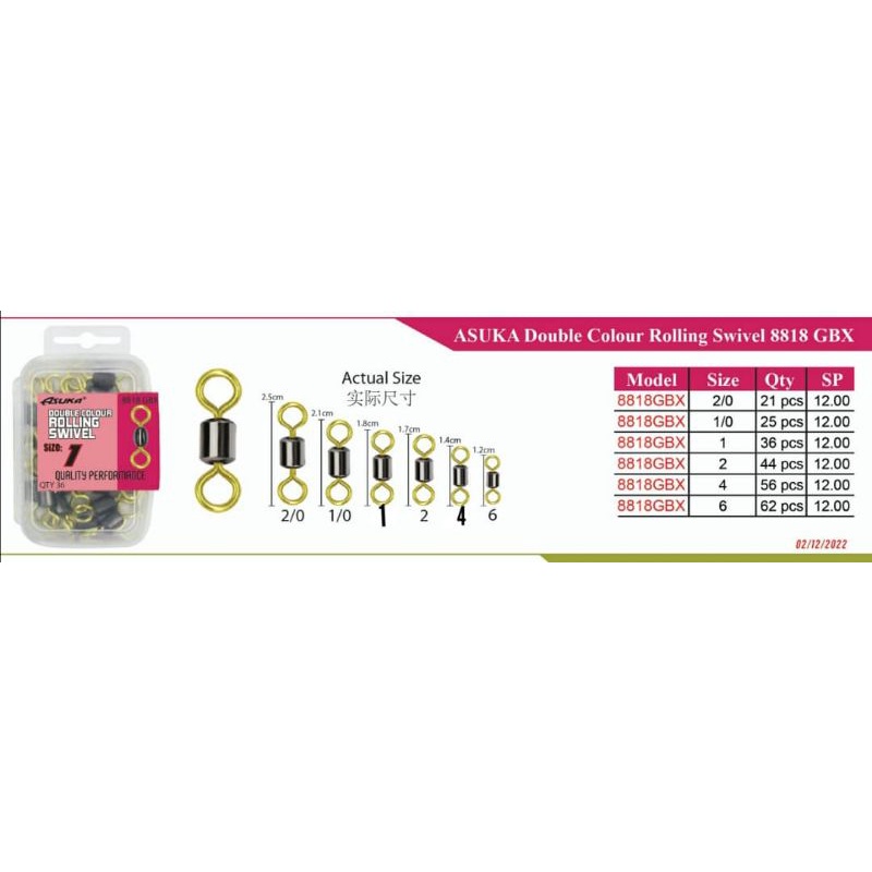 ASUKA DOUBLE COLOUR ROLLING SWIVEL 8818 GBX ( Box ) | Shopee Malaysia