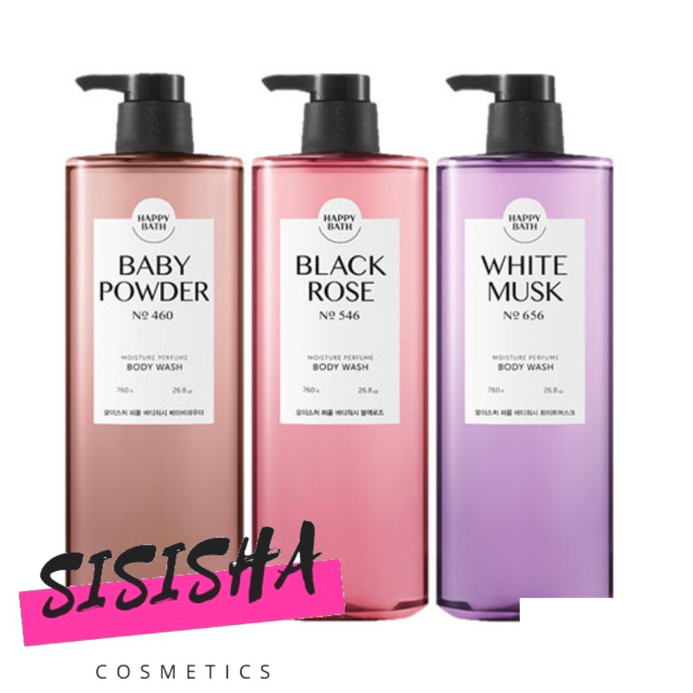HAPPY BATH Moisture Perfume Body Wash 760g (Black Rose / Baby Powder ...