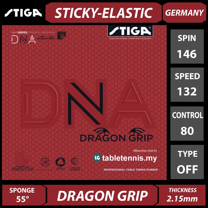 New STIGA DNA Dragon Grip Sticky-Elastic Rubber Table Tennis Rubber ...