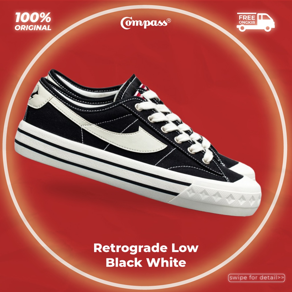 Compass Retrograde Black White Low Original Shoes | Shopee Malaysia