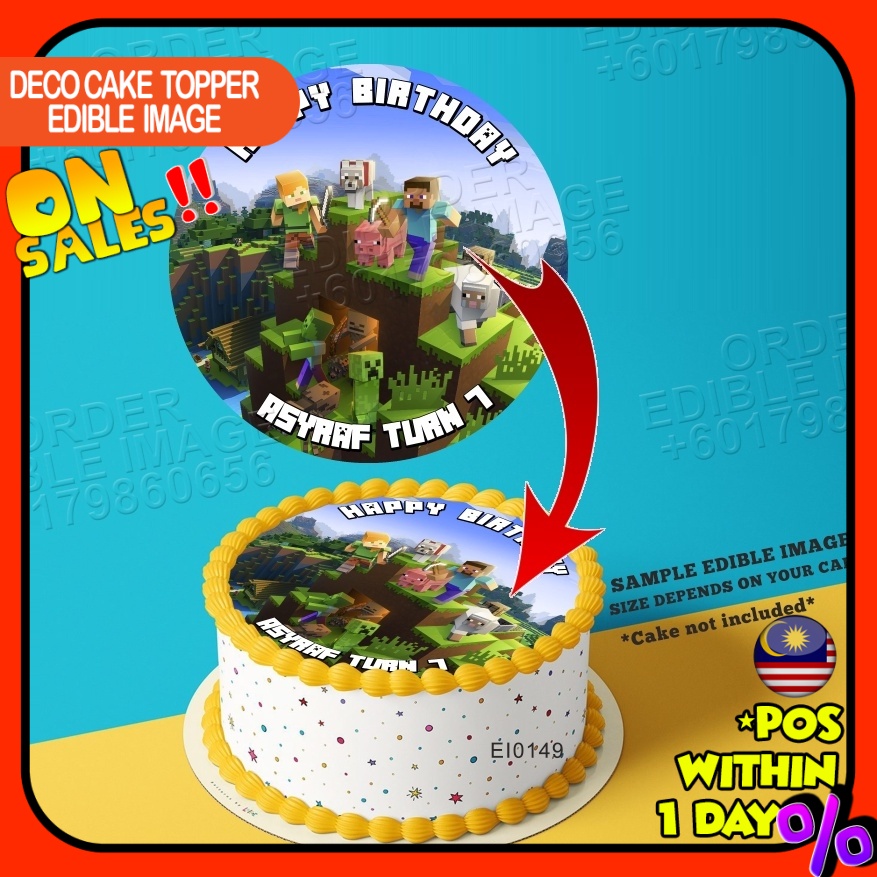 Printing EI Minecarft Edible Image Print Cake Photo Icing Paper ...