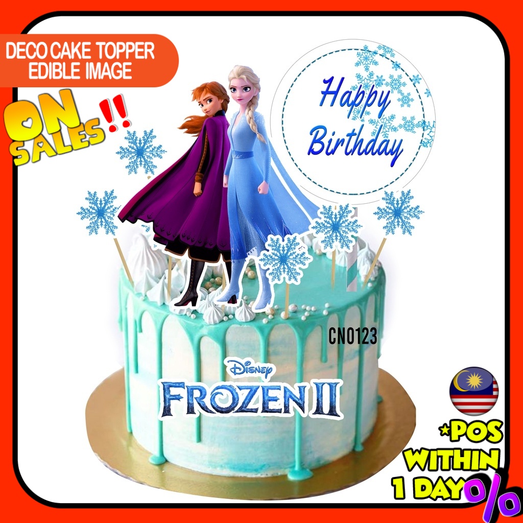 [CUSTOM NAME] Happy Birthday Cake Topper Frozen Girls Elsa Decoration ...