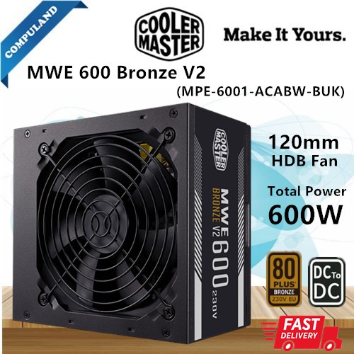 Cooler Master MWE 600 Bronze V2 PSU, 230V, 85% Efficiency, EPS 4+4 ...
