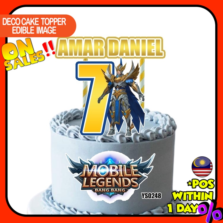 [CUSTOM NAME] Happy Birthday Cake Topper Mobile Legends 3 Decoration ...