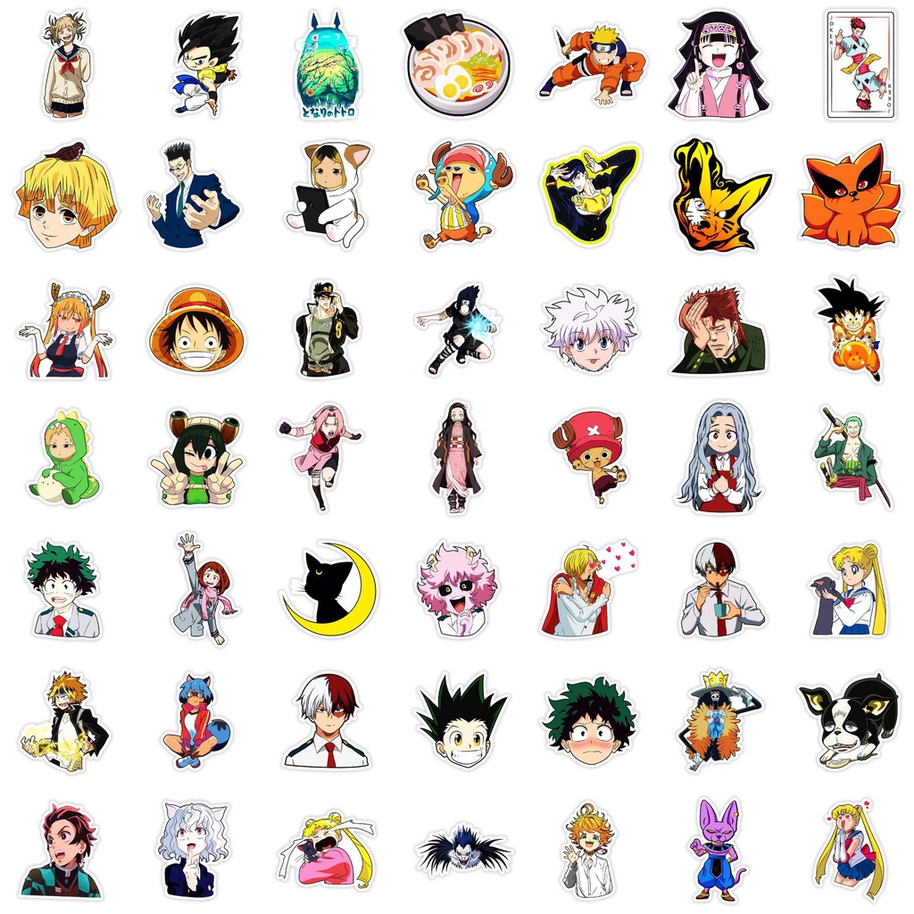 Anime Collection 50 Pcs Waterproof Non Repeating Stickers Pack C