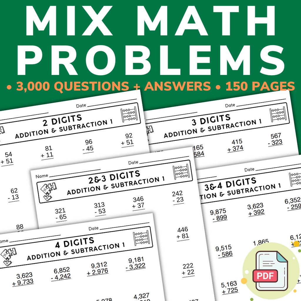 Webrand - Printable Mix Problems Mathematics Worksheets | 3000 ...