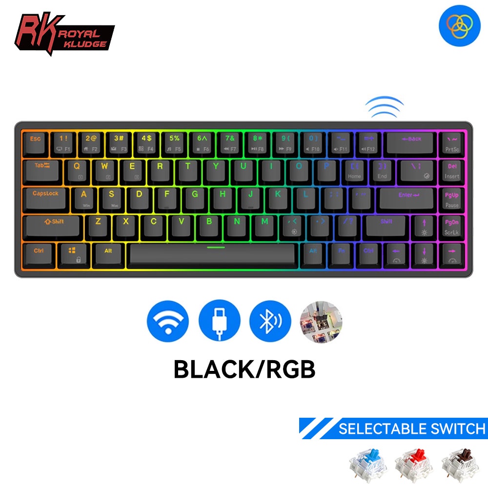 Royal Kludge RK837 RKG68 Mechanical Mini Wireless Keyboard Bluetooth 2 ...