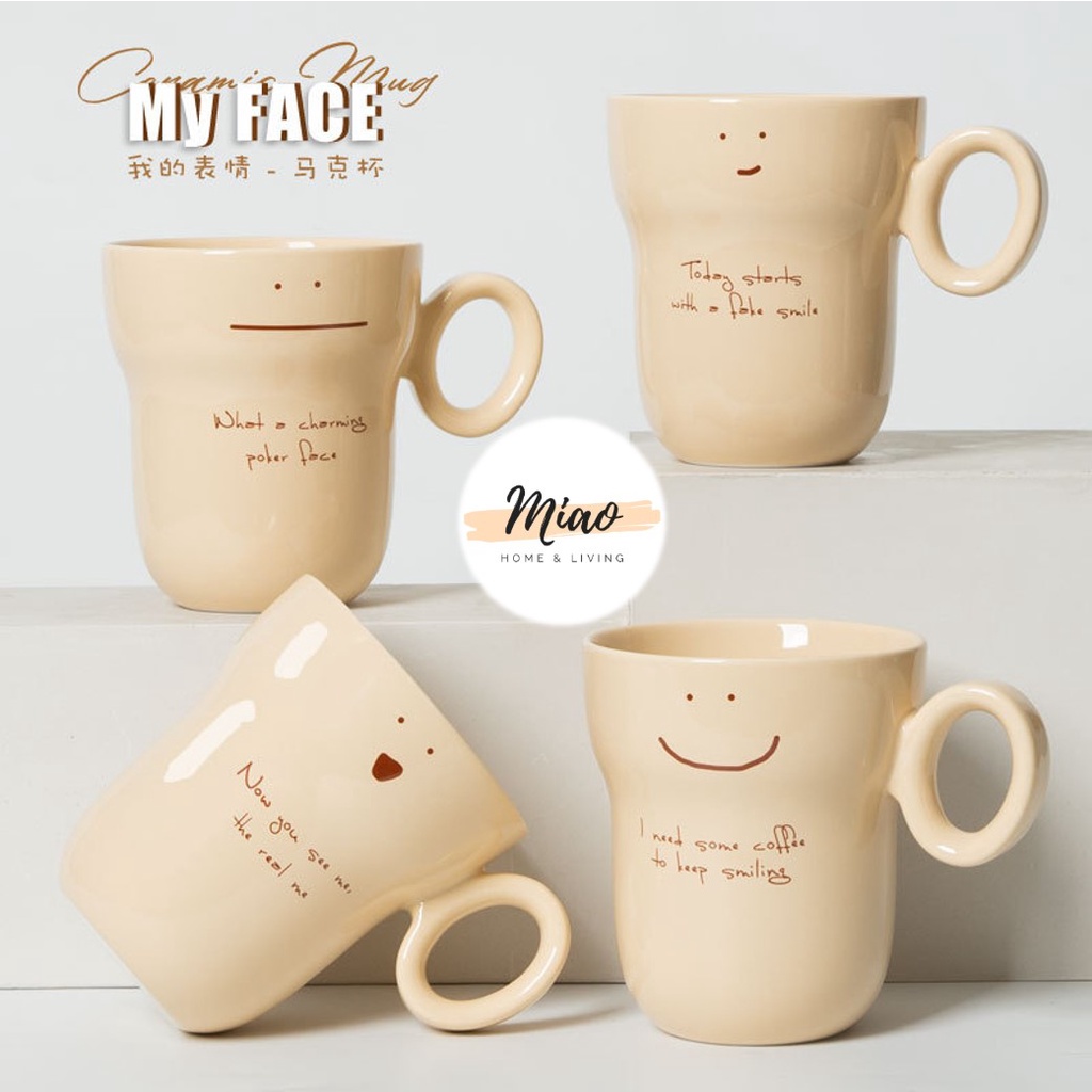 Korean Cartoon Smiley Face Emoticon Series Cup Breakfast Dessert Milk ...