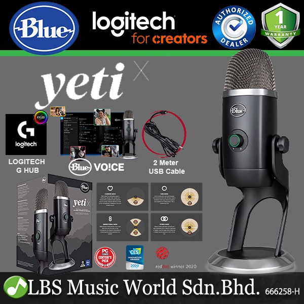 Blue Microphones Yeti X Professional Multi Pattern USB Mic Blue Voice ...