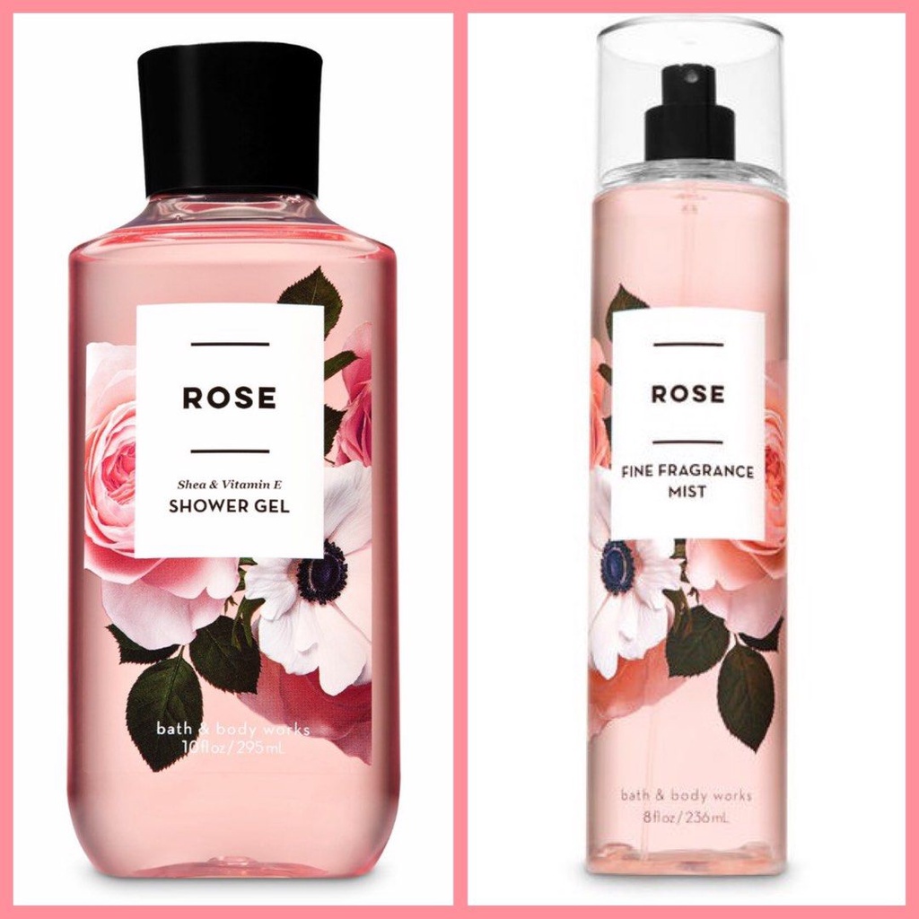 COMBO SET Bath & Body Works Rose Body Mist 236ml + Shower Gel 295ml ...