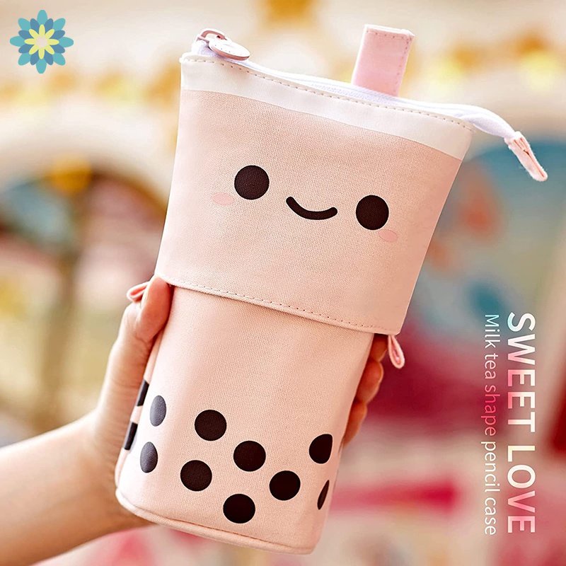 1 Set Cute Boba Milk Tea Telescopic Pen Bag Pen Pencil Holder ...