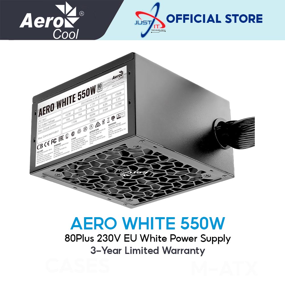 Aero Cool Aero 80 Plus Power Supply - White (550W) | Shopee Malaysia