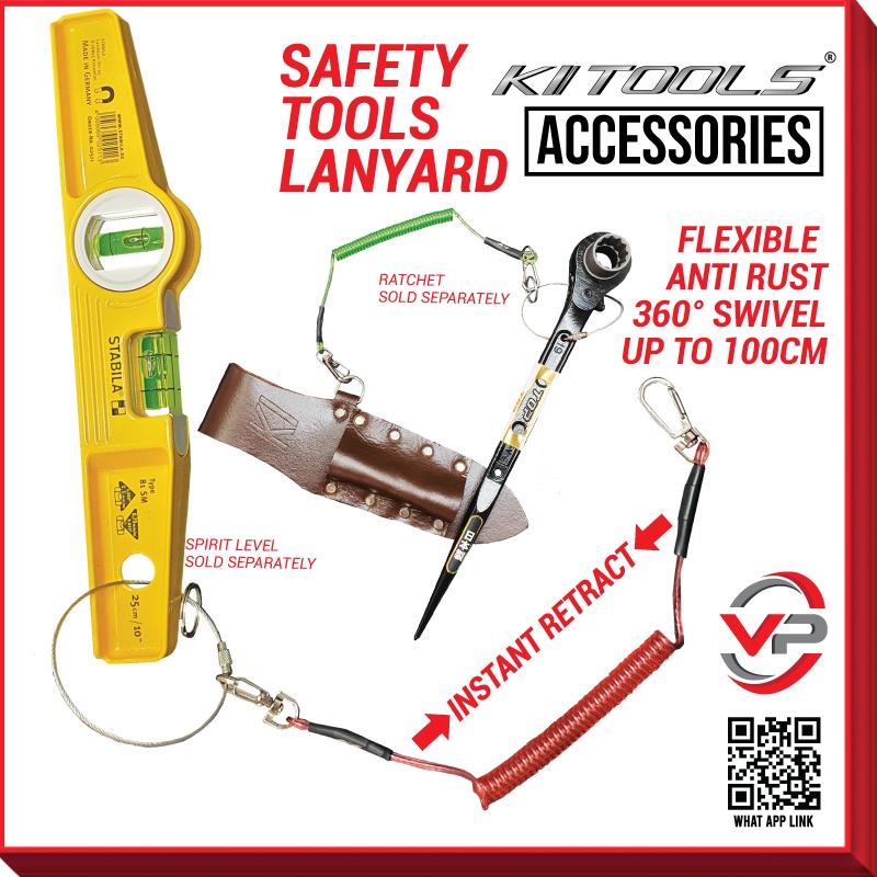 KI-TOOLS SAFETY CORD SCAFFOLDING RETRACTABLE LANYARD TOOLS TALI SPRING ...