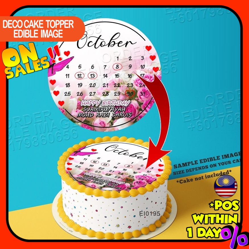 Printing EI Calendar Background 2 Edible Image Print Cake Photo Icing ...