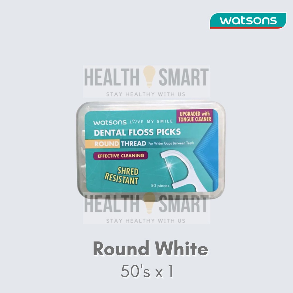 Watsons Mint Satin/ Dental Floss Picks/ Round Thread/ Mint Flat Dental ...