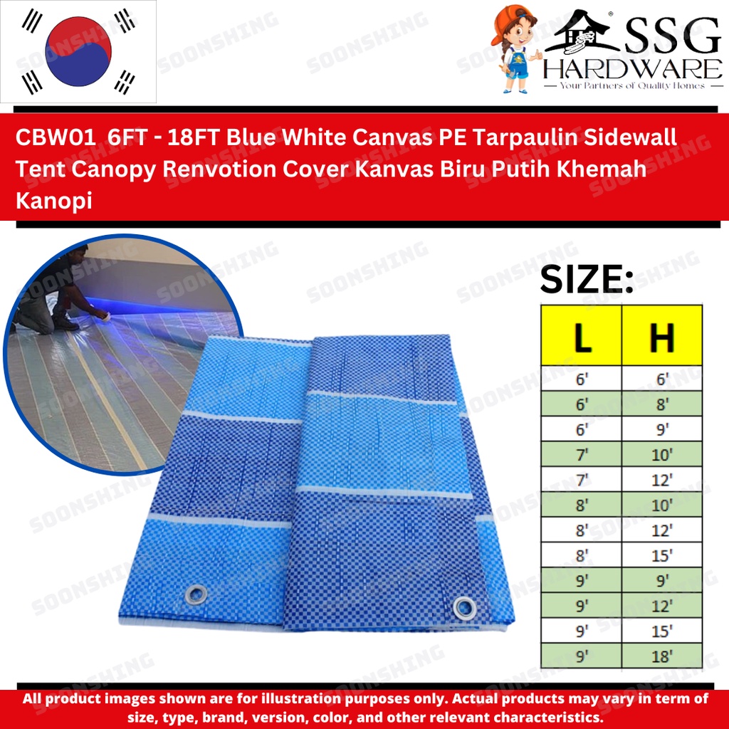 BLUE WHITE TARPAULINE SHEET / CANVAS / Kanvas Khemah Pasar Kolam Ikan ...