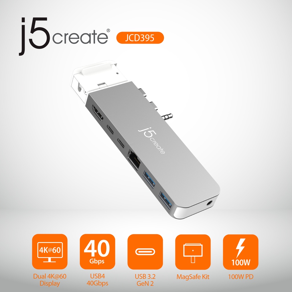 j5create JCD395 8-in-1 4K60 Pro USB4 Hub with 6K60 Display, 4K 60Hz ...