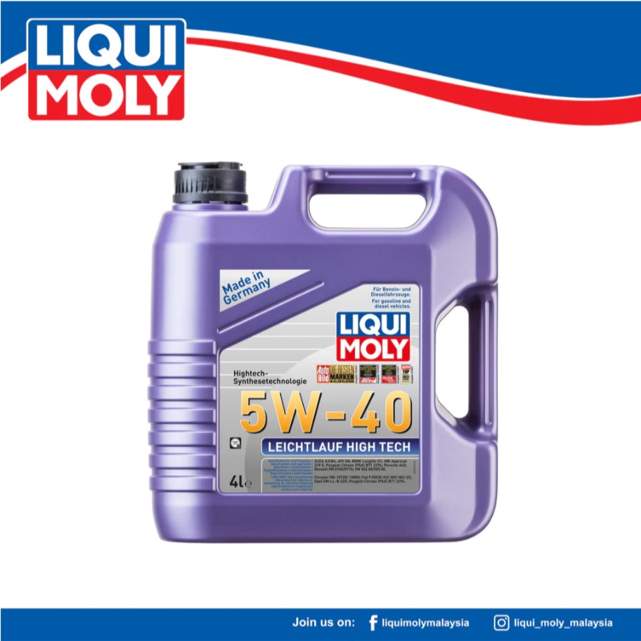 Liqui Moly 5w40 Leichtlauf High Tech 4L Fully Synthetic Engine Oil ...