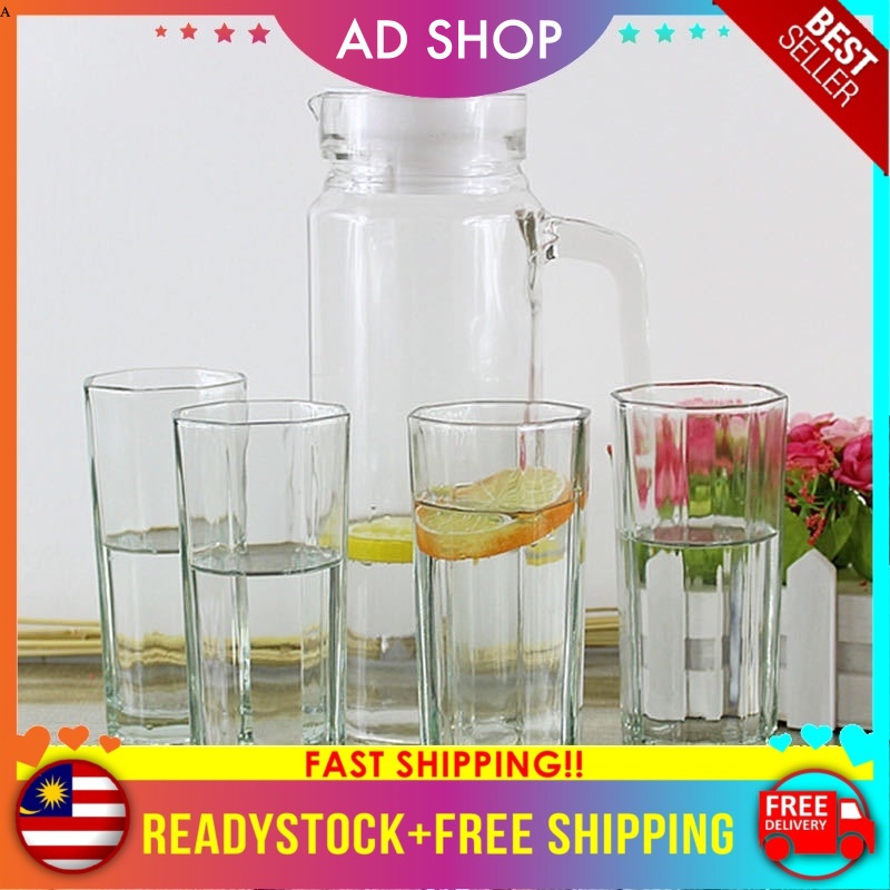 [AD SHOP] 7pcs Water Set Glass Octime Hexagon Bottle Set Minuman ...