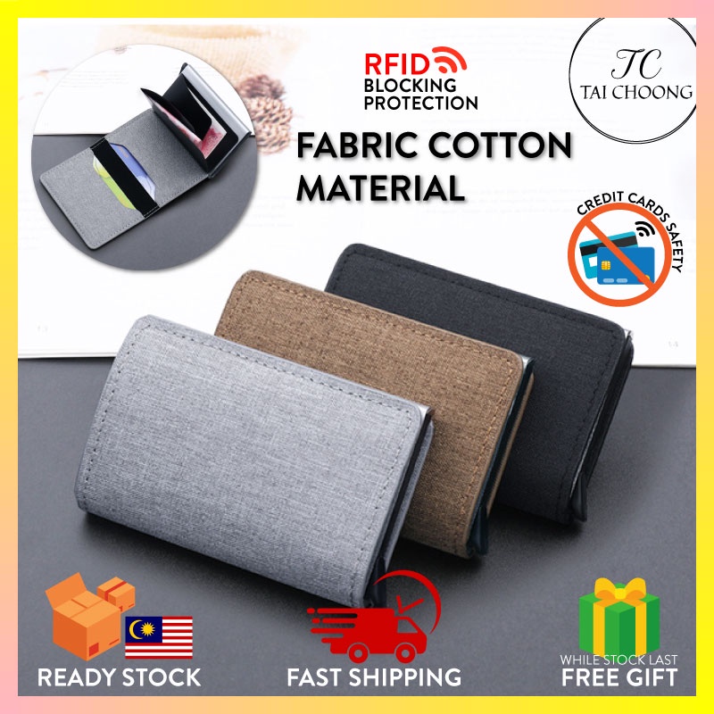 TC BW-054 Fabric Cotton Card Holder Wallet With Pop Up Metal Card ...