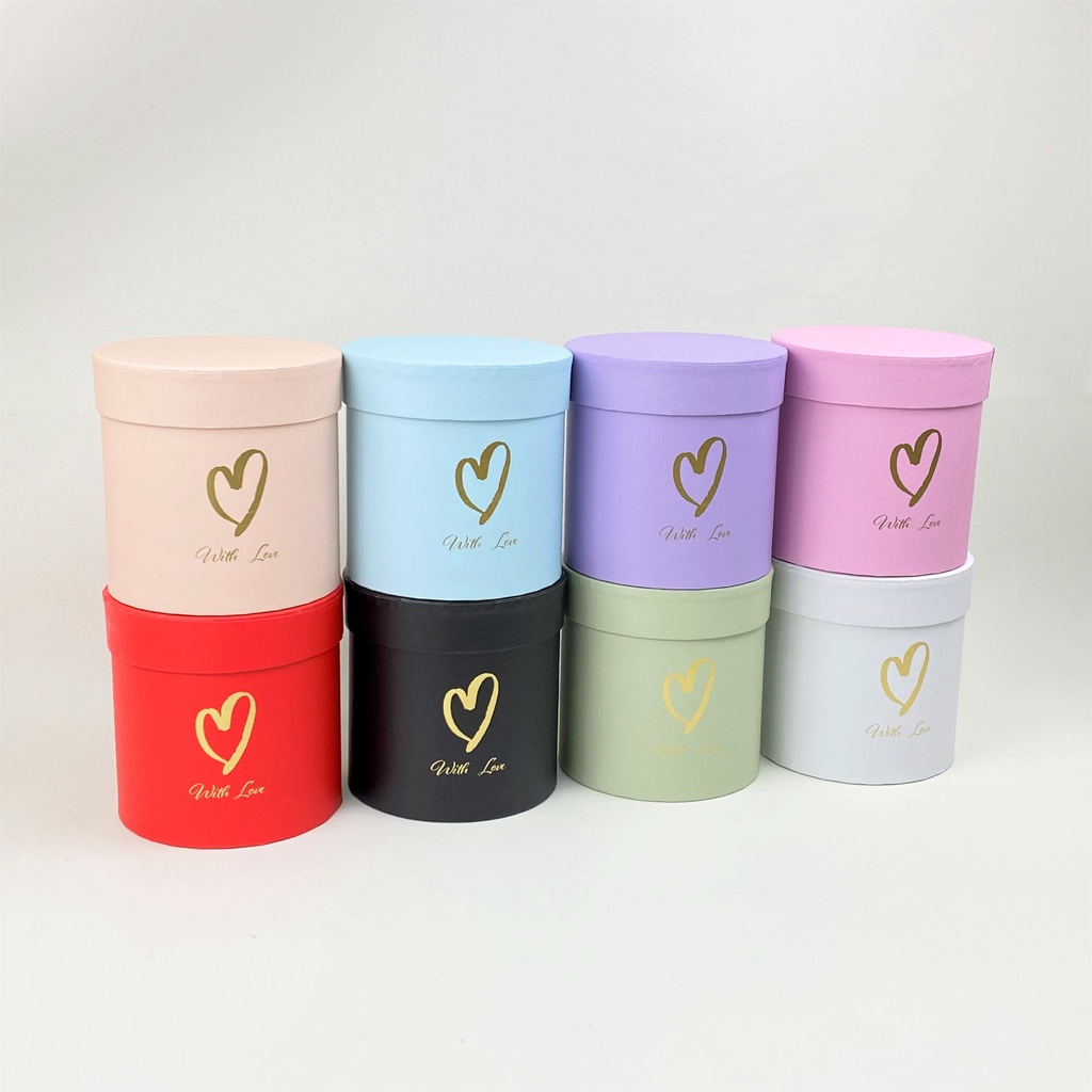 SHIOK Small Round Shaped Colourful Flower Gift Box With Love Wording ...