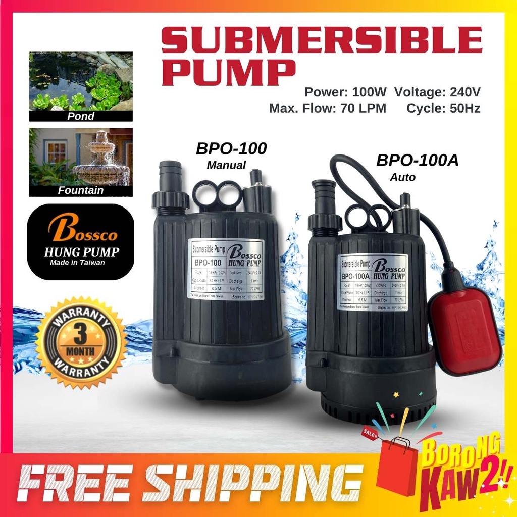 BOSSCO Submersible Pump Original Taiwan Manual Automatic Water Pump ...