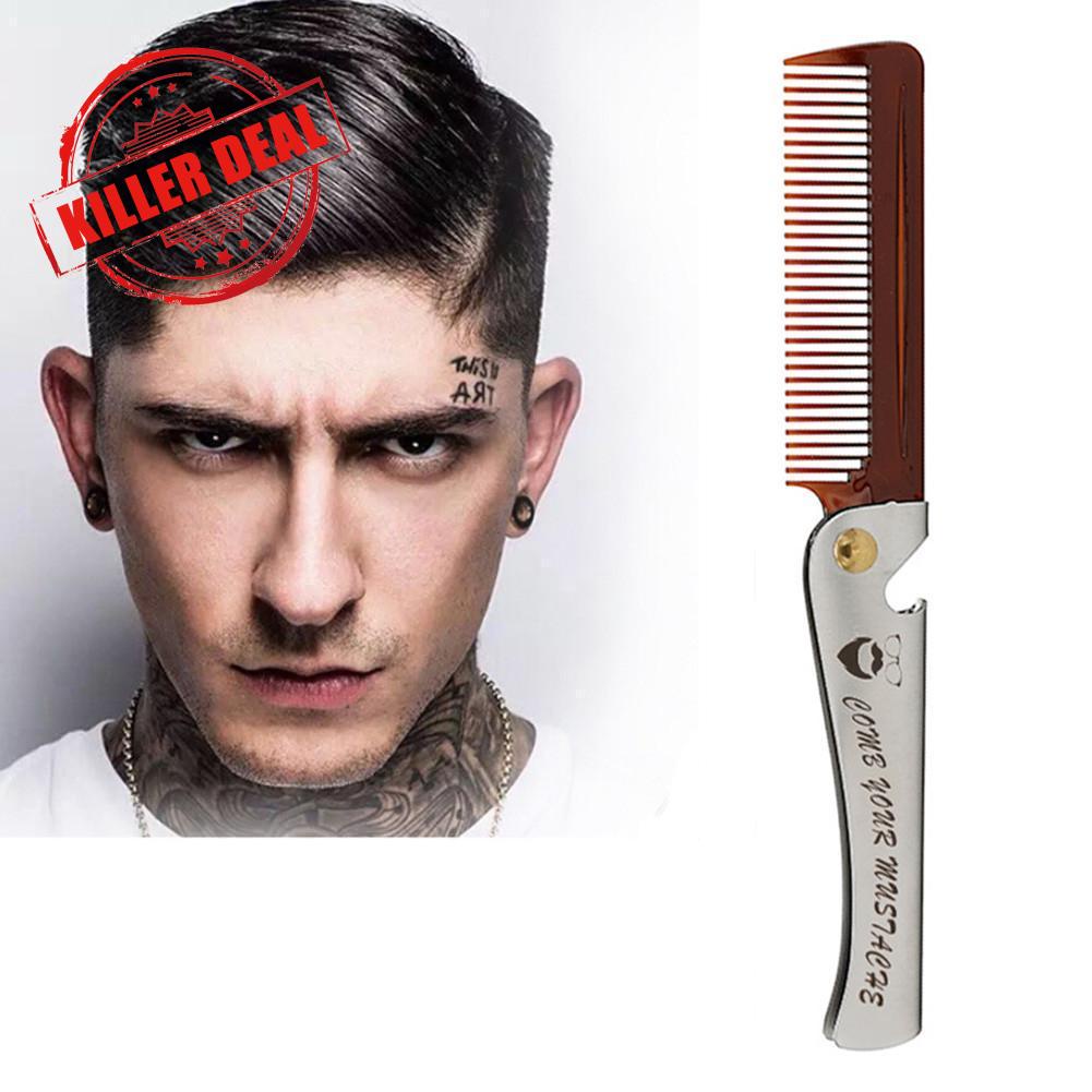Folding Steel Combs For Men Oil Head Portable Beard Combs Hair Styling ...