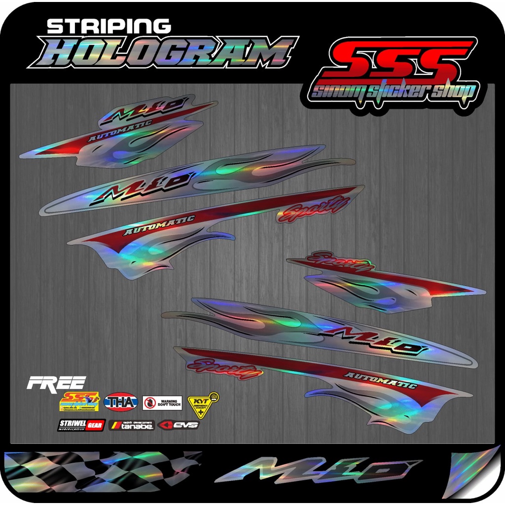 Mio Sporty 2005 Standard Full Hologram Striping List Sticker Flame ...