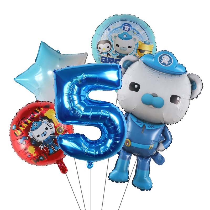 5 pcs The Octonauts Theme Foil Balloons Boys Girls Birthday Party ...