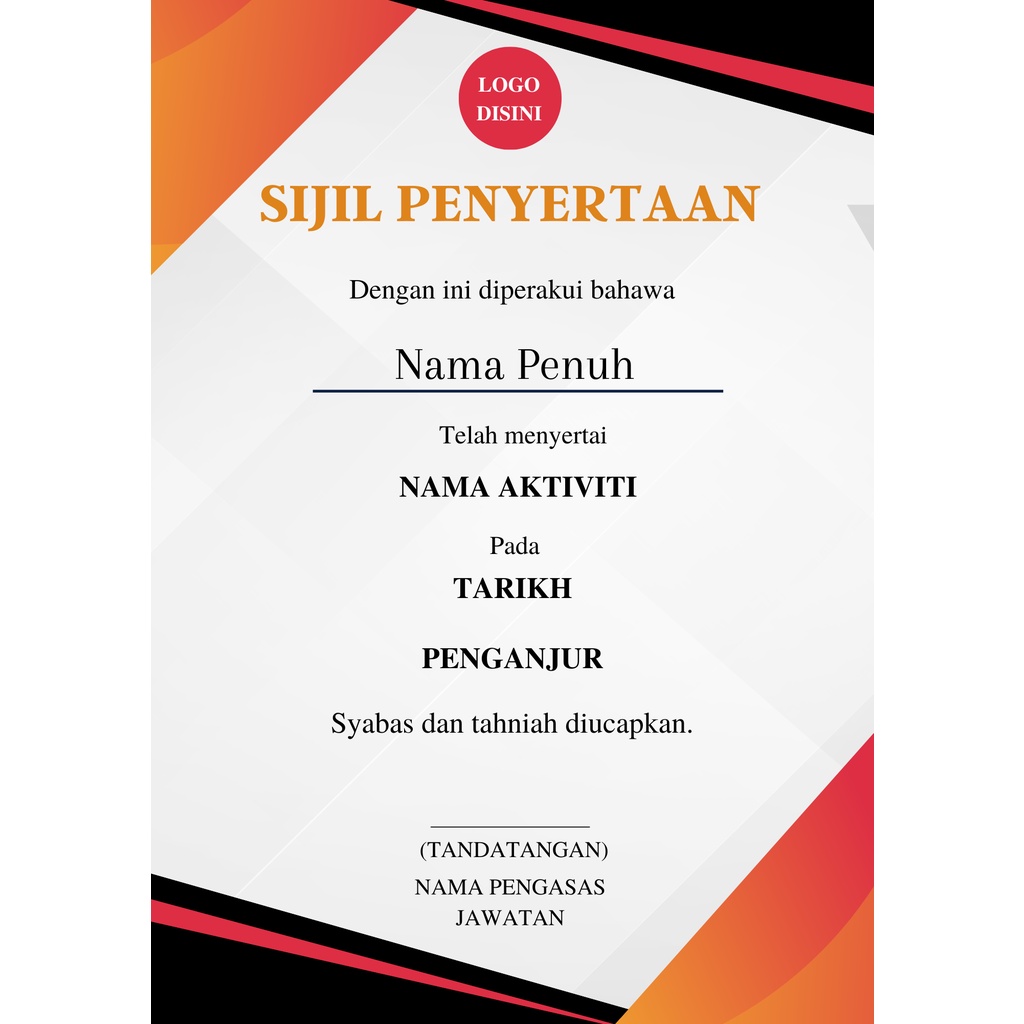 Template Sijil Template Certificate boleh edit dalam powerpoint ...