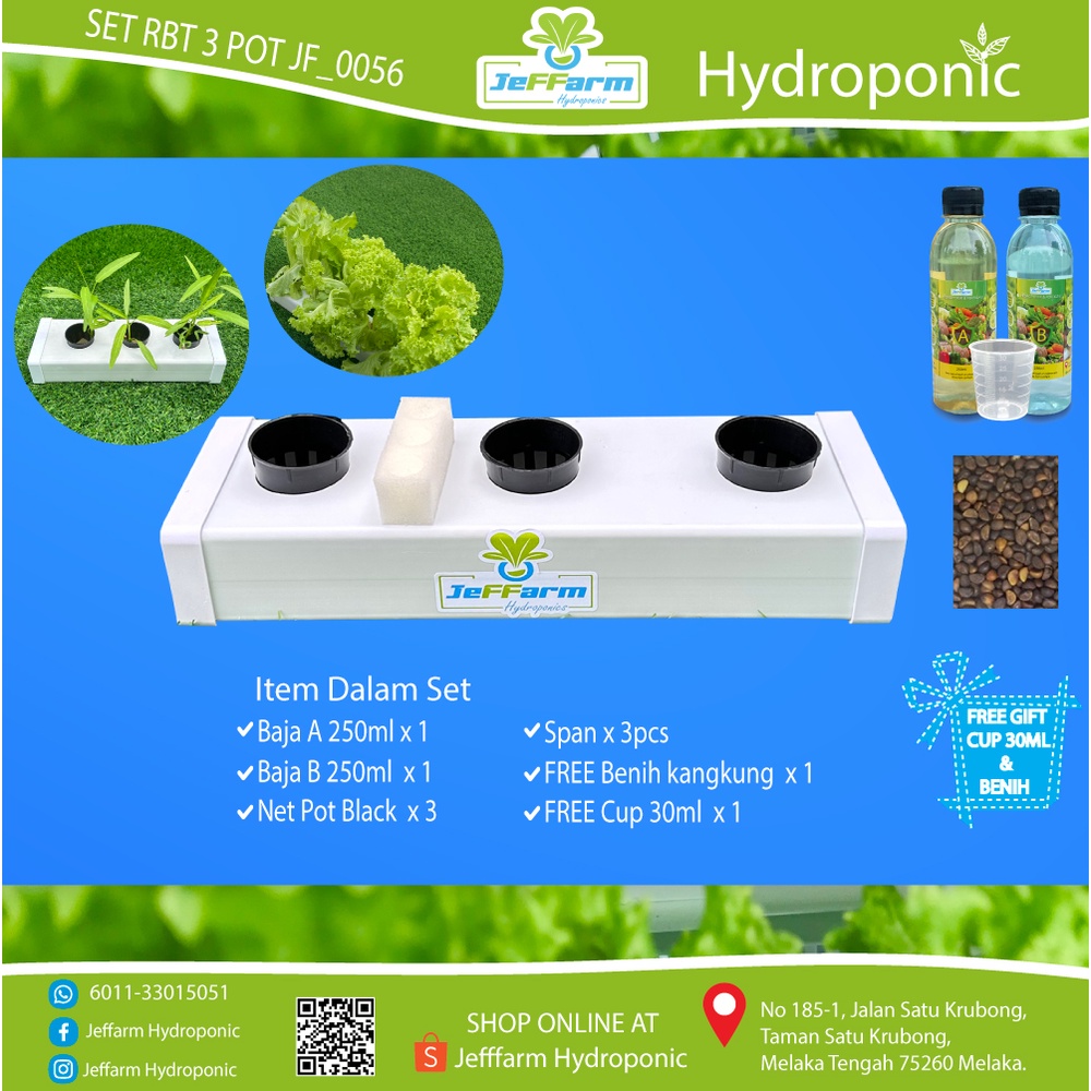 SET HYDROPONIC 3NETPOT RBT JEFFARM HYDROPONIC | Shopee Malaysia